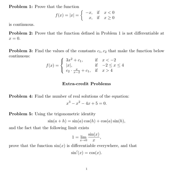 Solved Problem 1: Prove that the function f(x) = 2 = S-a, if | Chegg.com