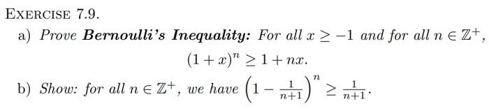 Solved Exercise 7 9 A Prove Bernoullis Inequality For All