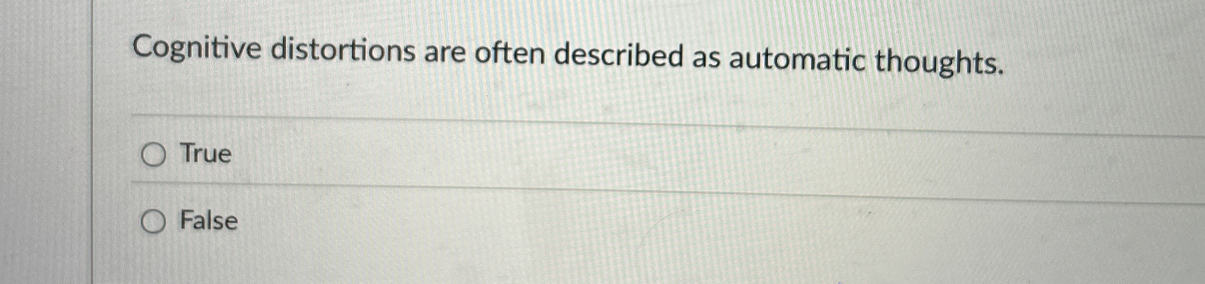 Solved Cognitive distortions are often described as | Chegg.com