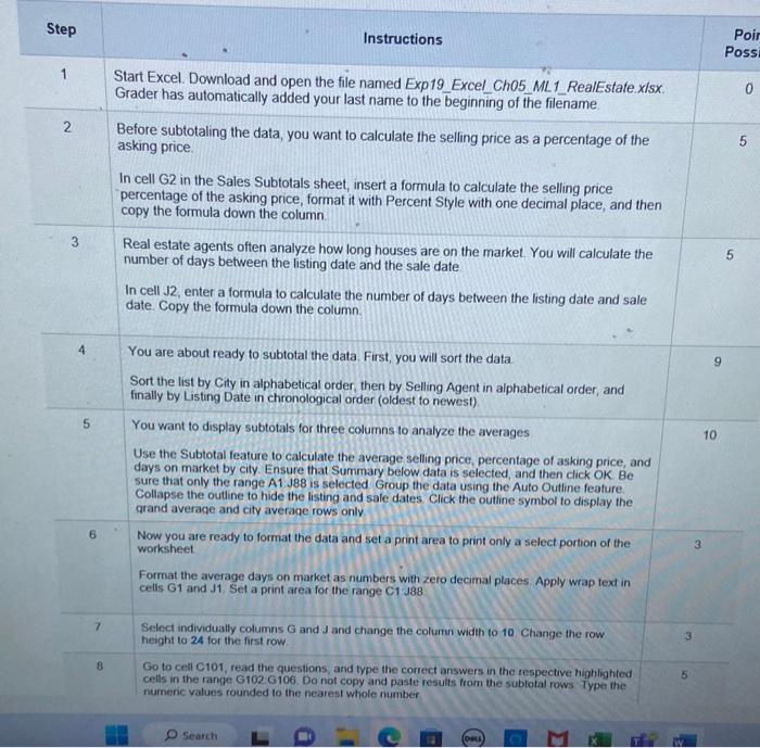 Solved Step Instructions 1 Start Excel. Download and open | Chegg.com