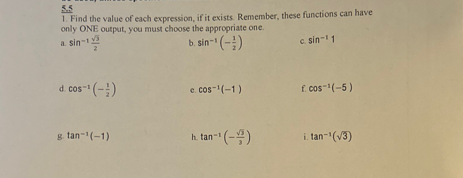 Solved 5.5Find the value of each expression, if it exists. | Chegg.com