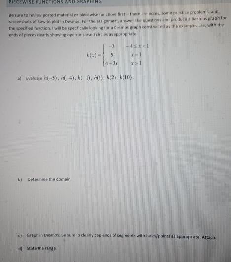 Solved PIECEWISE FUNCTIONS AND GRAPHINGBe sure to review | Chegg.com