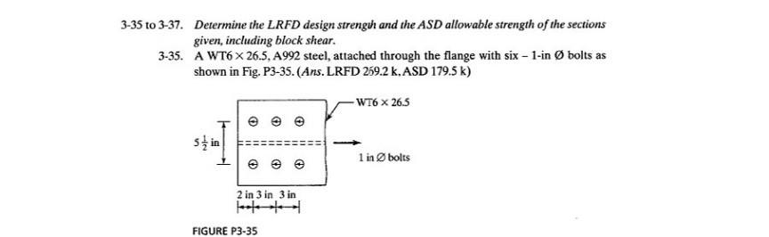 Solved 3-35 to 3-37. Determine the LRFD design strength and | Chegg.com