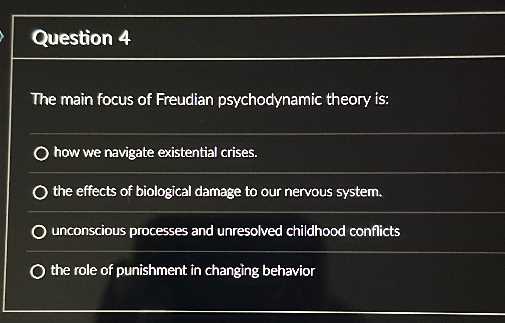 Solved Question 4The main focus of Freudian psychodynamic | Chegg.com
