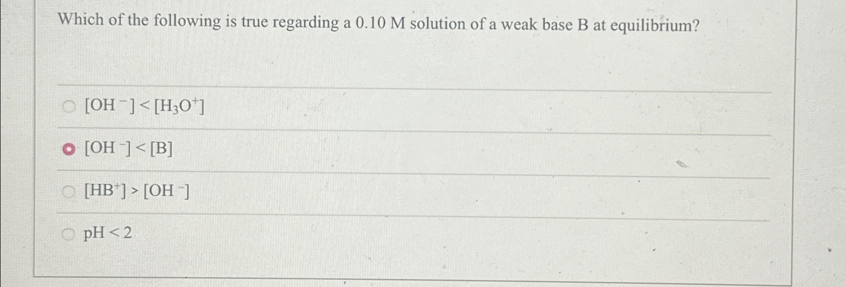 Solved Which of the following is true regarding a 0.10M | Chegg.com