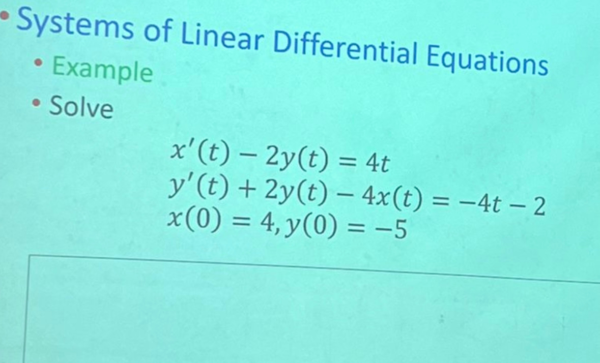 Solved Systems of Linear Differential | Chegg.com