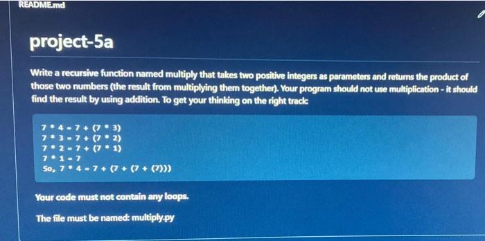 Solved README.md project-5a Write a recursive function named | Chegg.com