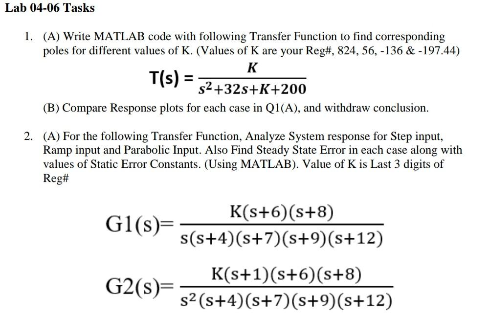 Solved 1. (A) Write MATLAB code with following Transfer | Chegg.com