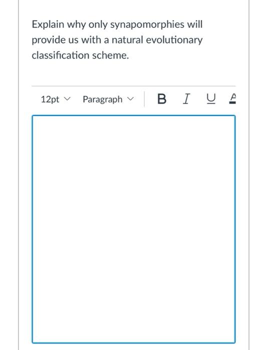 Solved Explain why only synapomorphies will provide us with | Chegg.com