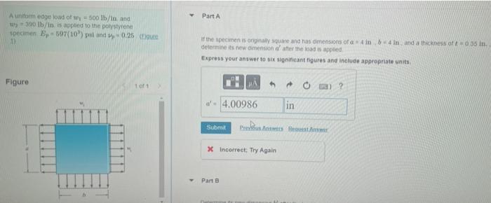 Solved A uniform edge load of se=500 lb/in and 390 lb/in is | Chegg.com