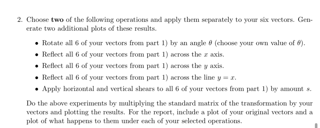 Solved Choose two of the following operations and apply them | Chegg.com