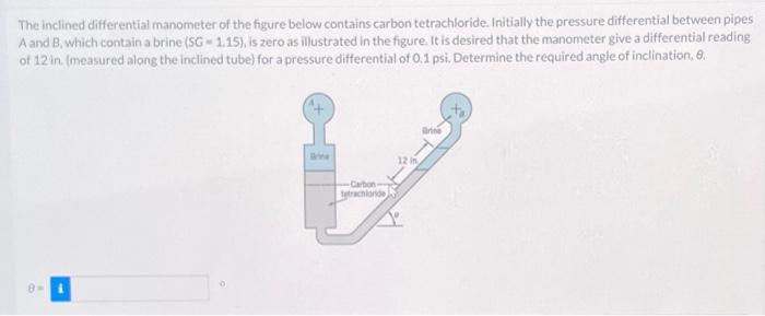 Solved The inclined differential manometer of the figure | Chegg.com