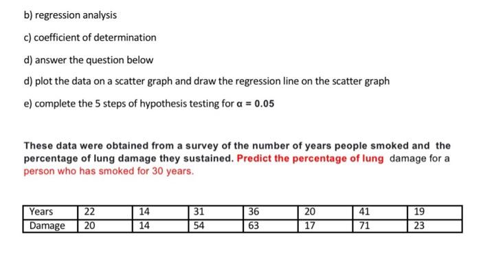 Solved b) regression analysis c) coefficient of | Chegg.com