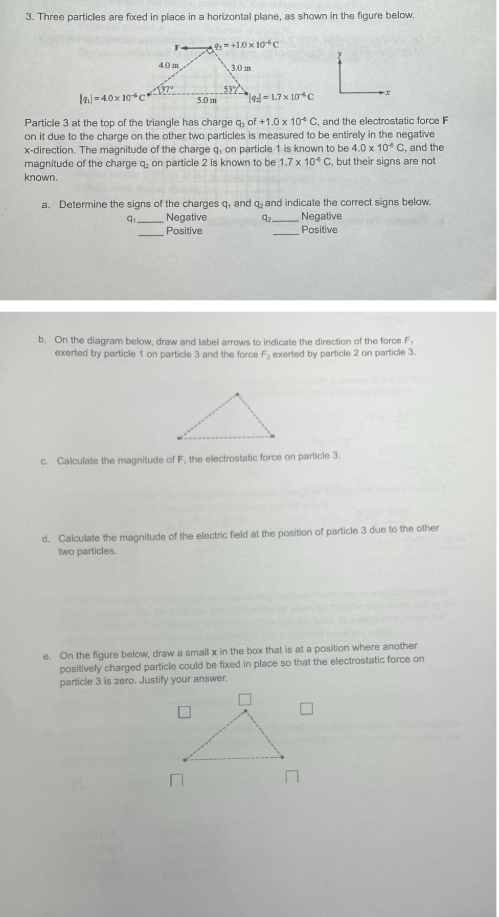 Solved Three particles are fixed in place in a horizontal | Chegg.com