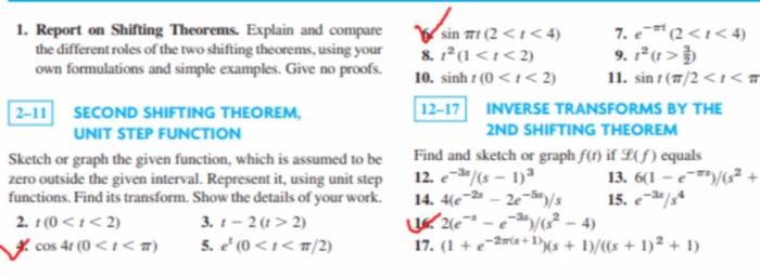 Solved 1. Report on Shifting Theorems. Explain and compare | Chegg.com