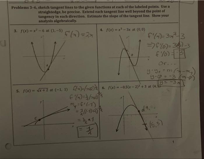 Solved Problems 3-6, sketch tangent lines to the given | Chegg.com