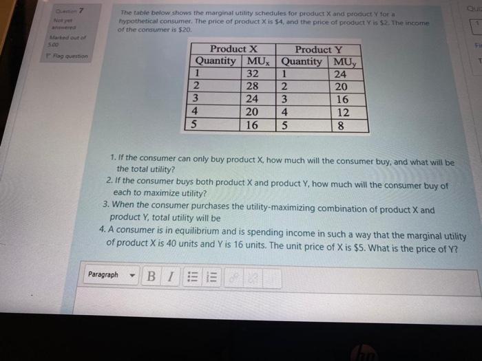 Solved The table below shows the marginal utility schedules | Chegg.com