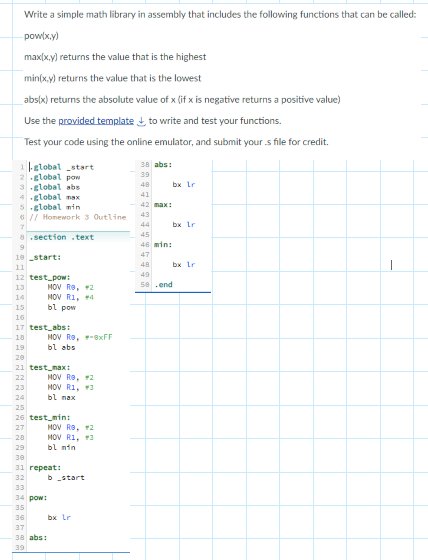 The template is provided. I appreciate the help, | Chegg.com