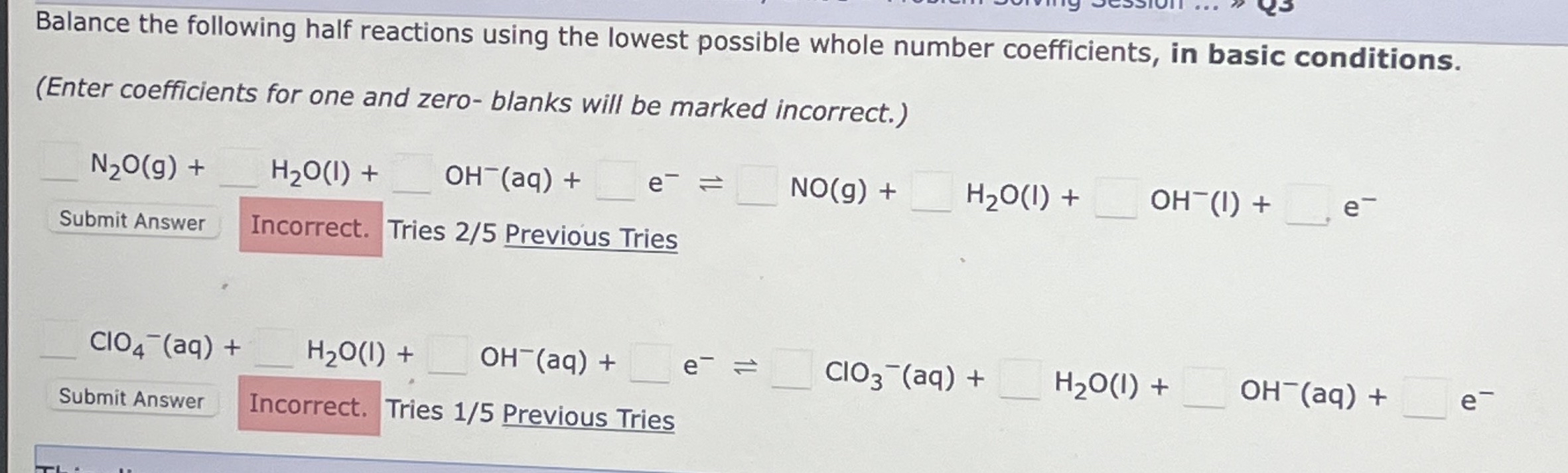 Balance the following half reactions using the lowest | Chegg.com