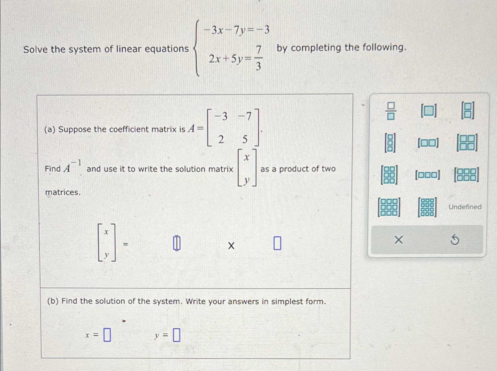 Solved Solve the system of linear equations | Chegg.com