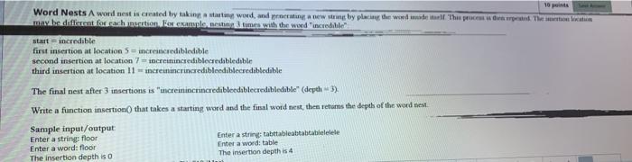 10 M Word Nests A word nest is created by taking a | Chegg.com