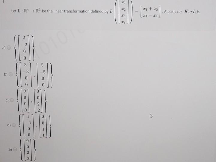 Solved Let L:R4→R2 be the linear transformation defined by | Chegg.com