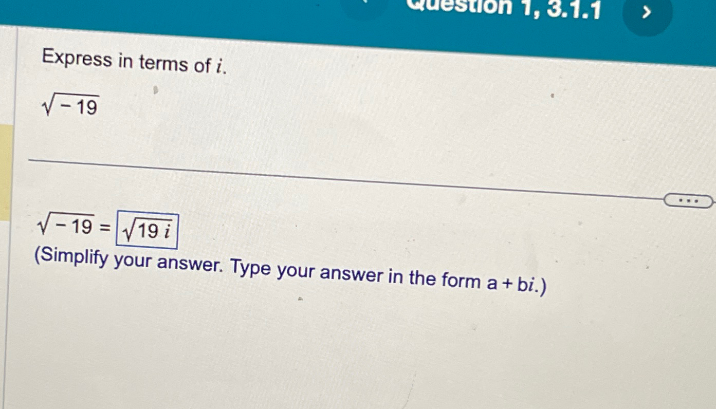 Solved Express in terms of i.-192-192=(Simplify your answer. | Chegg.com