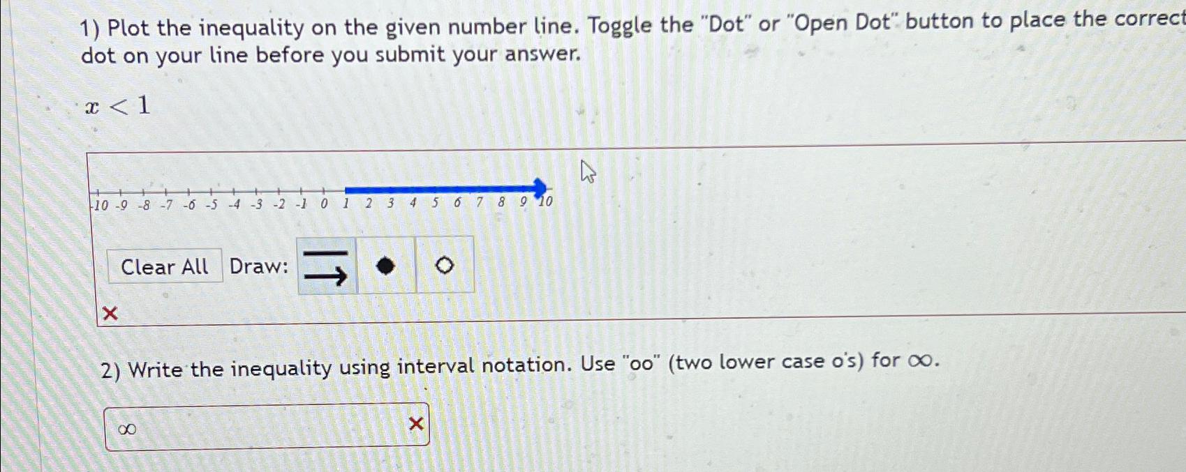 Solved Plot the inequality on the given number line. Toggle | Chegg.com