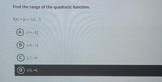 Solved Find the range of the quadratic | Chegg.com