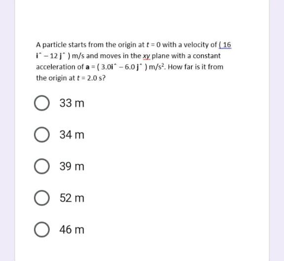 Solved A particle starts from the origin at t=0 with a | Chegg.com