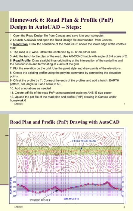 Solved map. Homework 6: Road Plan & Profile (PnP) Design in | Chegg.com