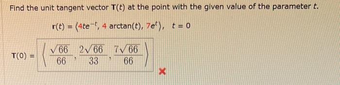 Solved Find the unit tangent vector T(t) at the point with | Chegg.com