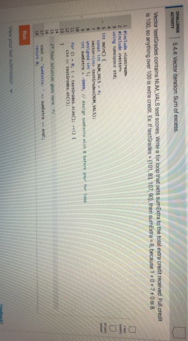 Solved CHALLENGE ACTIVITY 5.4.4: Vector iteration: Sum of | Chegg.com