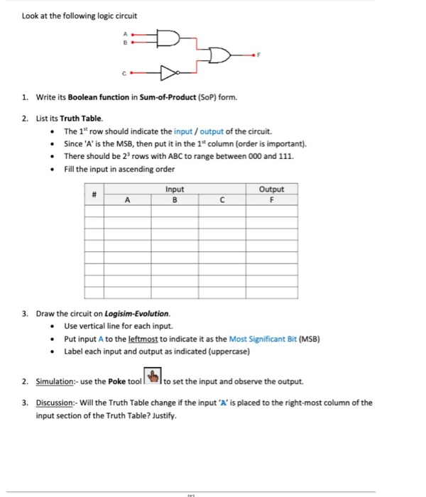 Look at the following logic circuit 1. Write its | Chegg.com