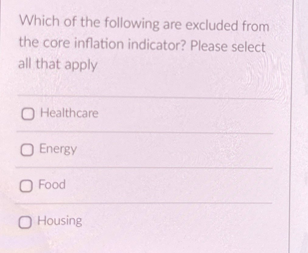 Solved Which of the following are excluded from the core | Chegg.com