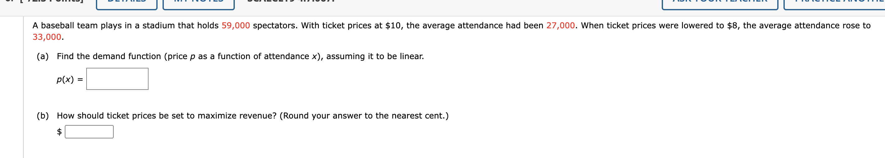 Solved by an EXPERT A baseball team plays in a stadium that holds 59,000 | Chegg.com