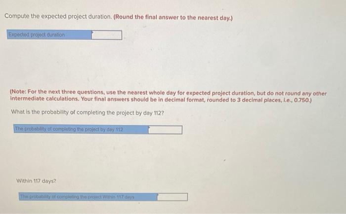 Solved Glven the project information in the following table, | Chegg.com