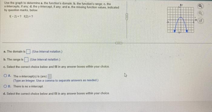 Solved Use the graph to determine a, the function's domain. | Chegg.com