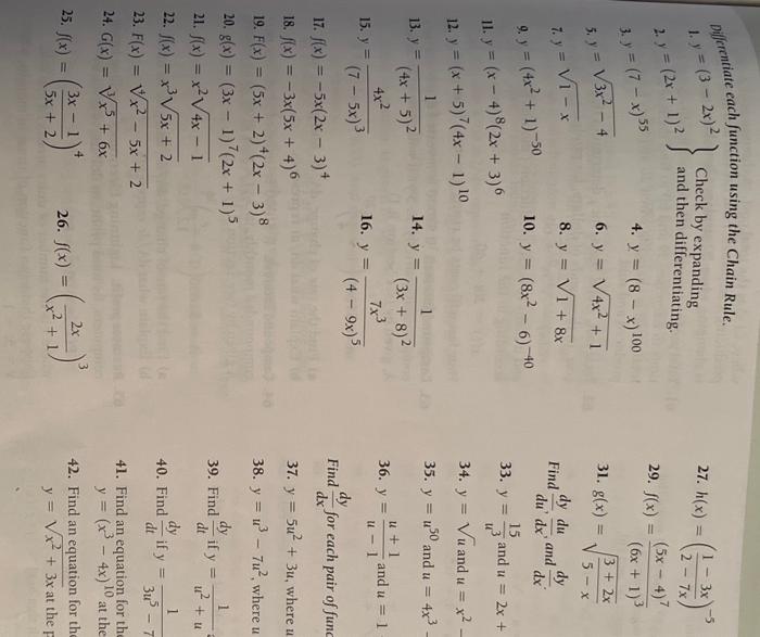 Solved Diferentiate each function using the Chain Rule. 1. | Chegg.com