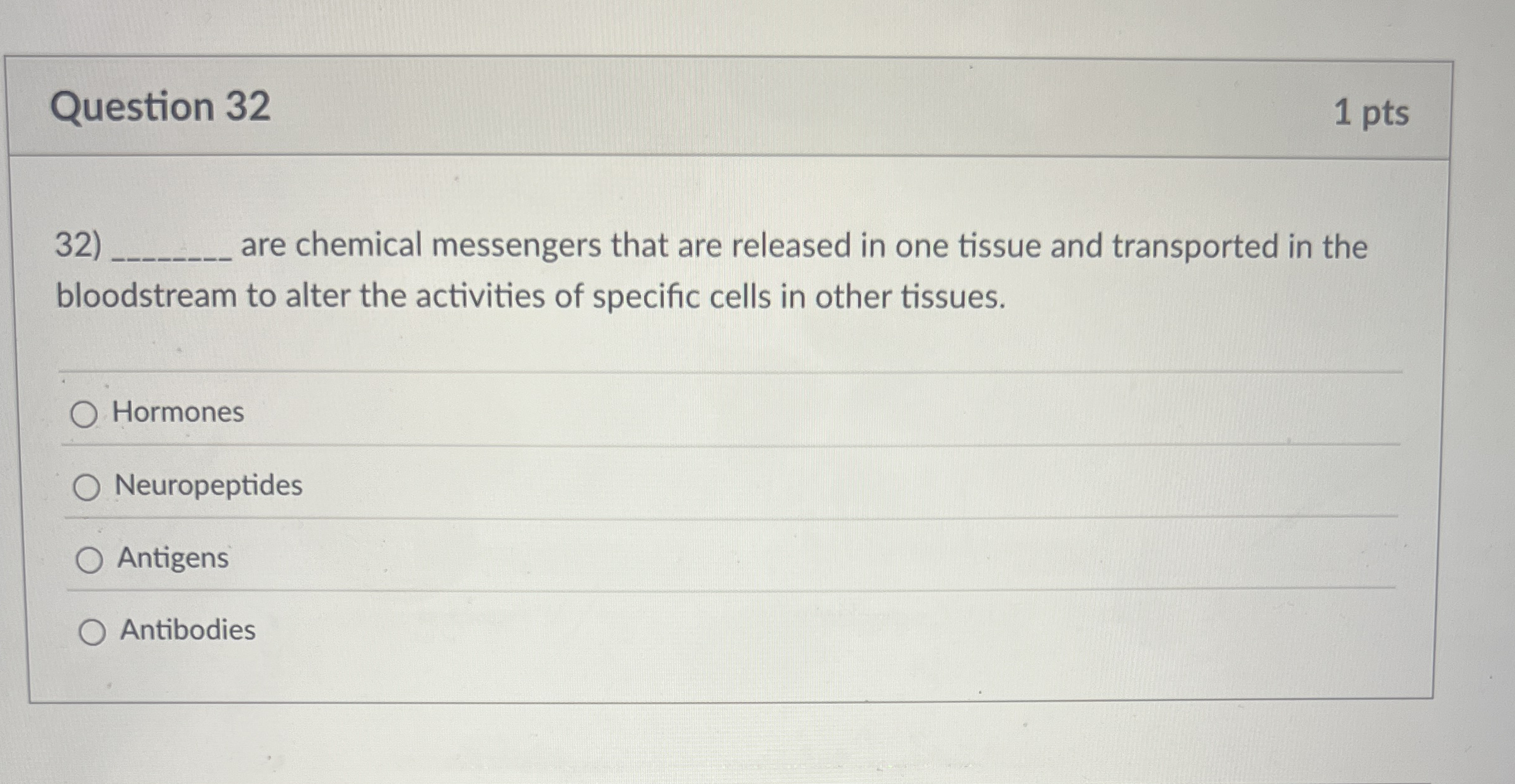 Solved Question 321 ﻿pts ﻿are chemical messengers that are | Chegg.com