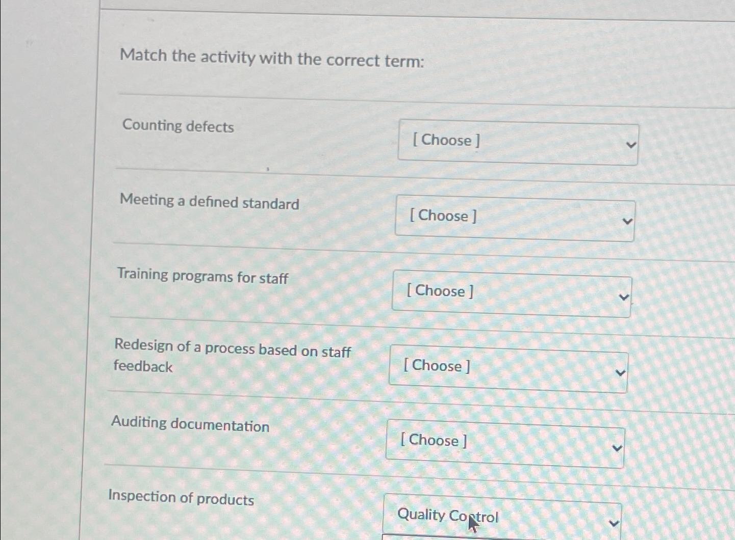 Solved Match the activity with the correct term:Counting | Chegg.com