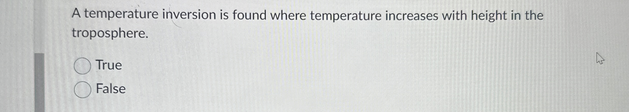 Solved A temperature inversion is found where temperature | Chegg.com