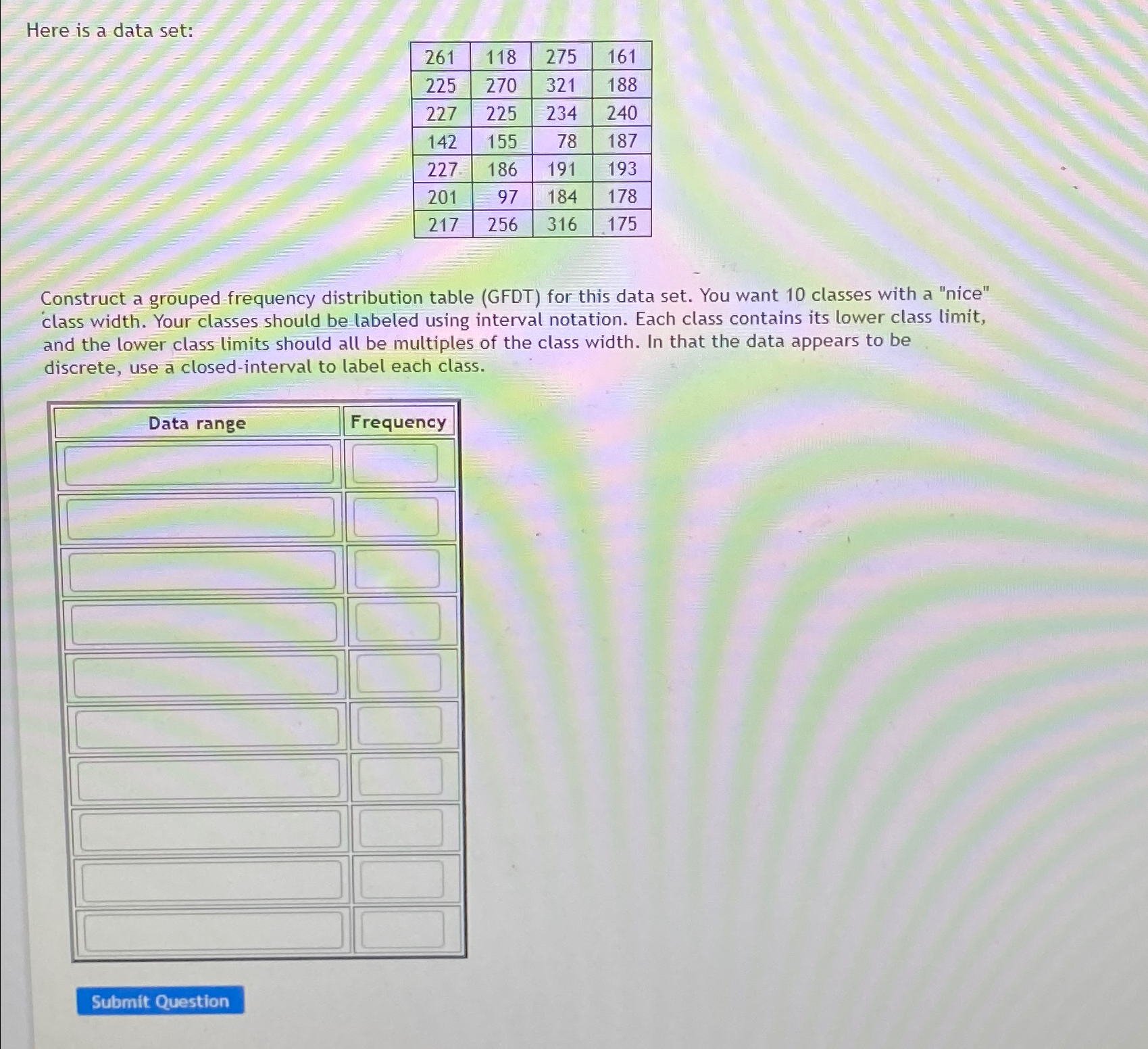 Solved Here is a data | Chegg.com