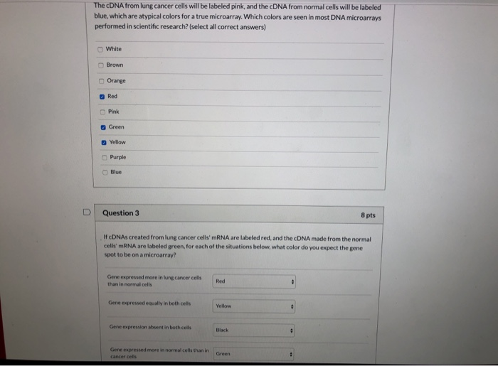 Solved The cDNA from lung cancer cells will be labeled pink, | Chegg.com