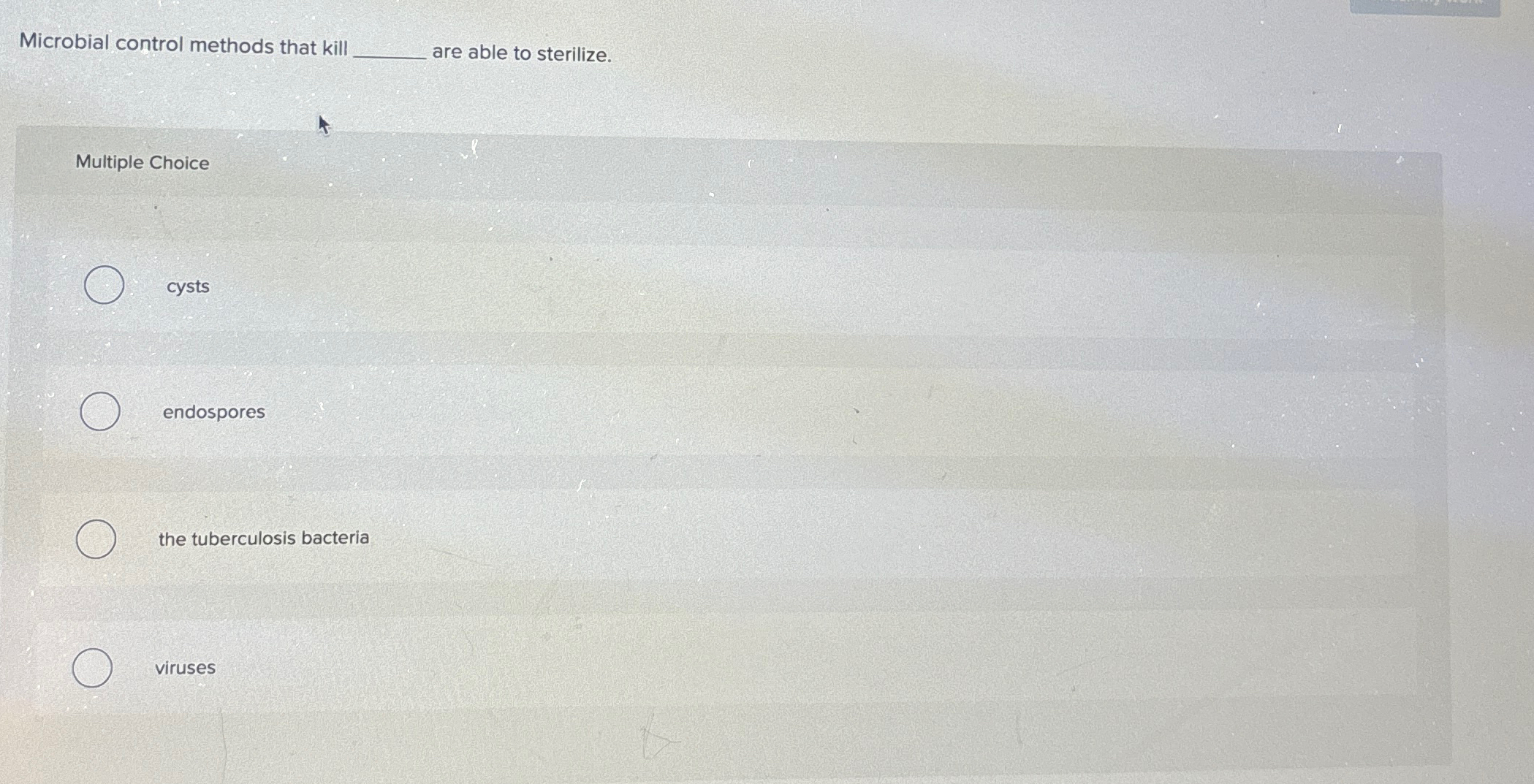 Solved Microbial control methods that kil are able to | Chegg.com