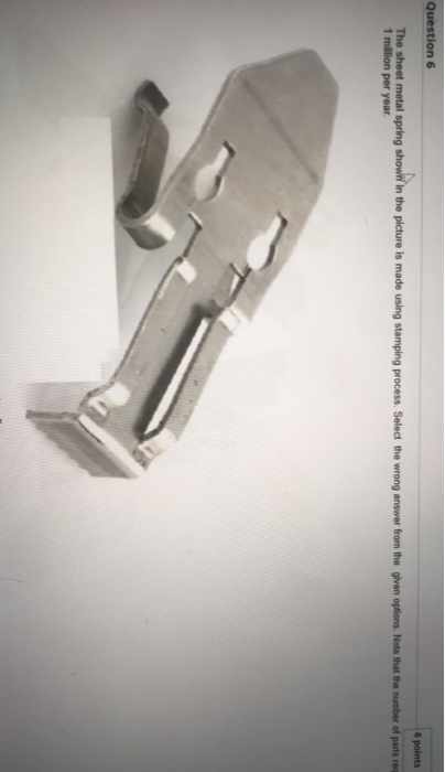 Solved Question 6 6 points The sheet metal spring shown in | Chegg.com