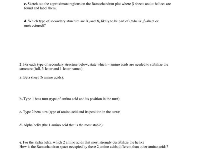 Solved 1. a. Complete the Ramachandran Plot below: label | Chegg.com