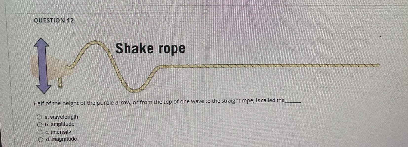 Solved QUESTION 12Shake ropeHalf of the height of the purple | Chegg.com