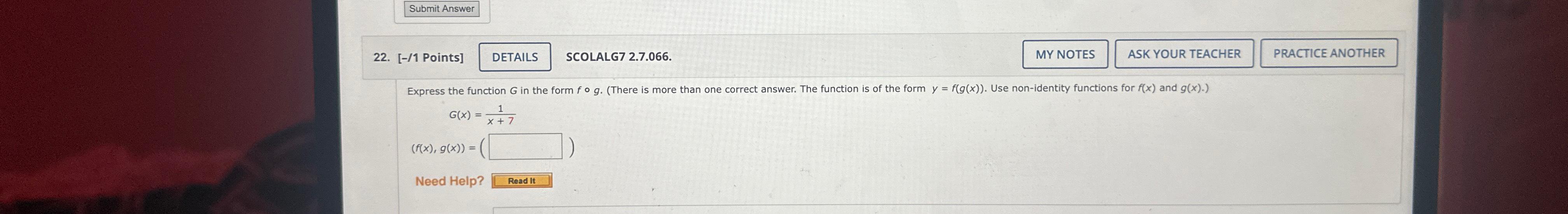 Solved Points] ﻿SCOLALG7 2.7.066.Express the function G ﻿in | Chegg.com