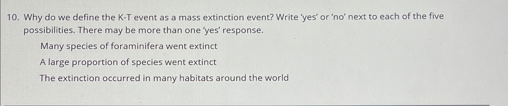 Solved Why do we define the K-T event as a mass extinction | Chegg.com